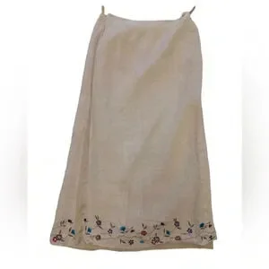 Talbots | Skirts | Talbots 0 Linen Embroidered Oatmeal Maxi Wrap Skirt ...